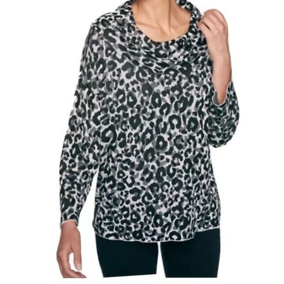Ruby Rd. | Sweaters | Ruby Rd Leopard Print Cowl Neck Sweaterscoop ...